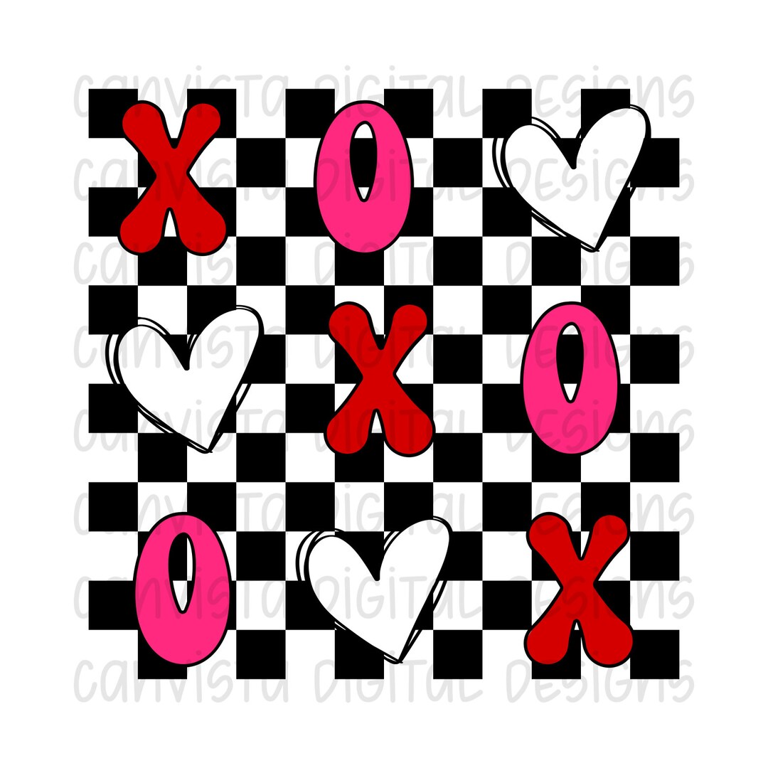 Checkered XOXO - Cute Valentines Day PNG File - Commercial Use Print ...