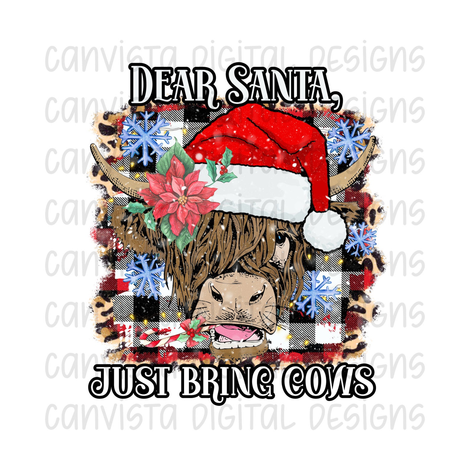 Dear Santa, Just Bring Cows PNG File for Sublimation - Commercial Use ...