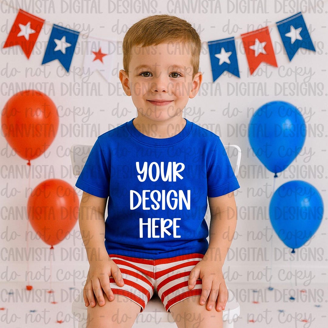 Patriotic Mockup Royal Blue - Kid Mockup - Red White Blue Mock- Add ...