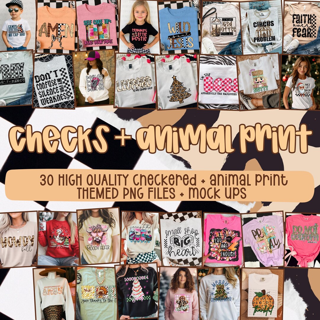 TBB Collab - Checks + Animal Print - PNG Files - Design Bundle ...