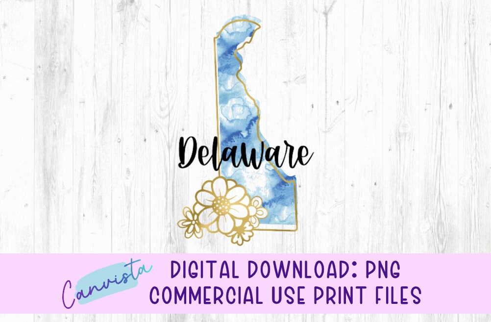 Delaware PNG File for Sublimation Watercolor State Delaware State PNG ...