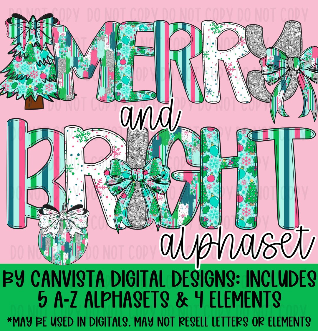 Merry & Bright Alphaset - 5 A-Z Alphabet Sets - Christmas Themed ...