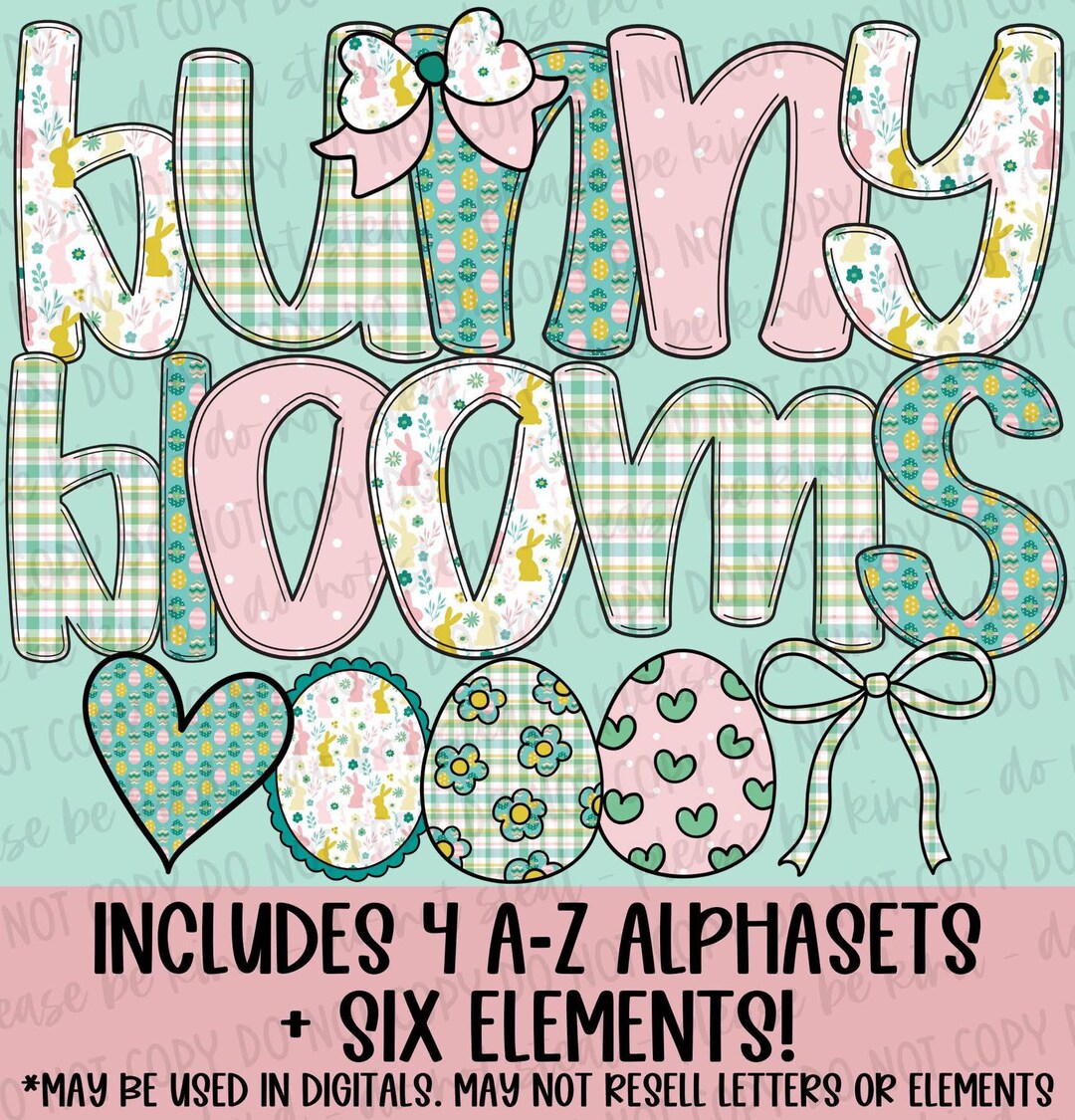 Bunny Blooms Alphaset - 4 A-Z Alphabet Sets + 6 Matching Elements ...