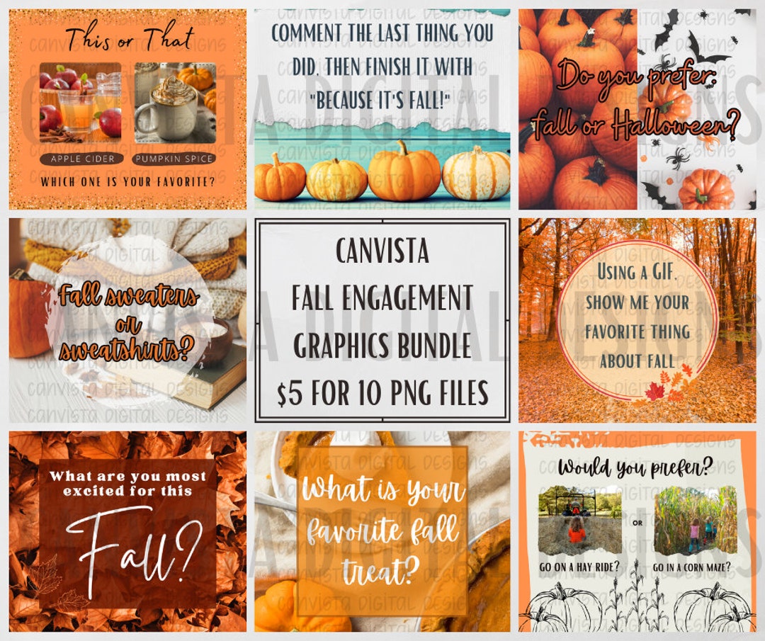 Fall Themed Mini Graphics Bundle - Interactive Social Media Content ...