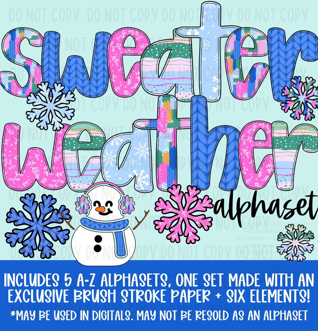 Sweater Weather Alphaset - 5 A-Z Alphabet Sets - Winter Themed Alphabet ...