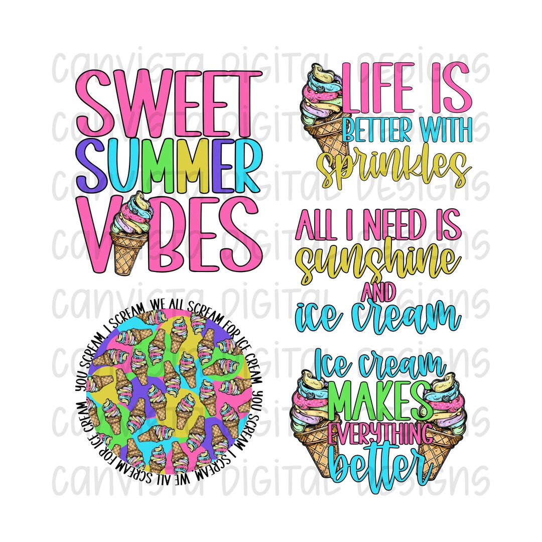 Ice Cream Bundle - PNG Files for Sublimation - Commercial Use Print ...