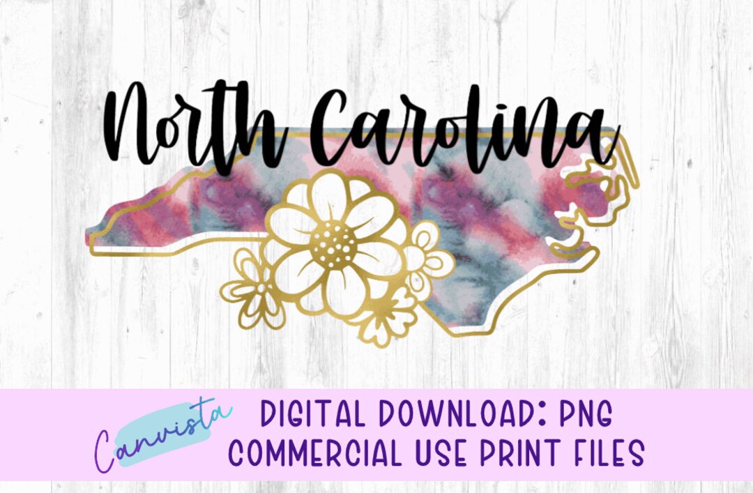 North Carolina PNG File for Sublimation Watercolor State North Carolina ...
