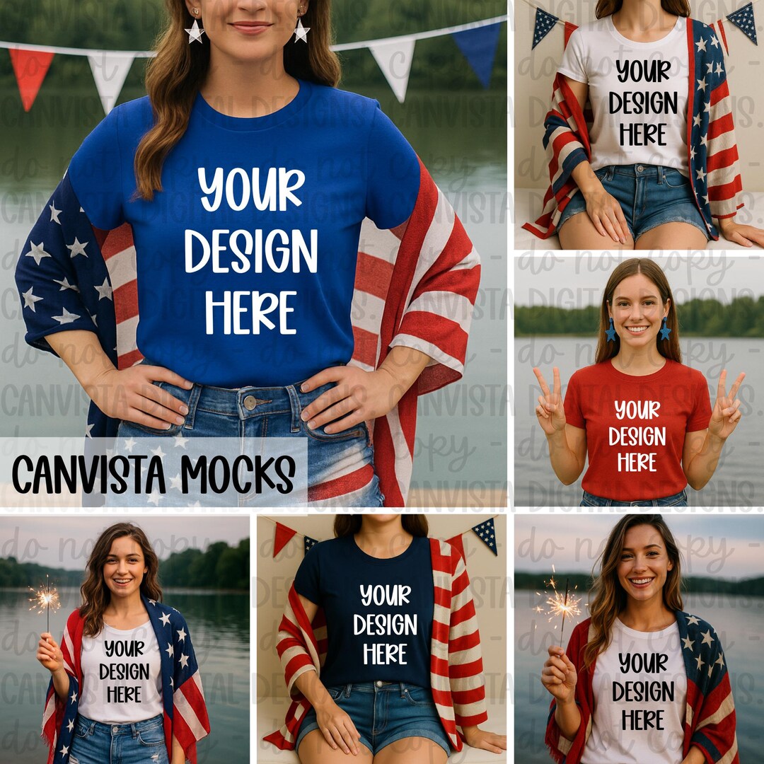 Patriotic Mockup Bundle - Model Mockups - Red White Blue Mock- Add Your ...