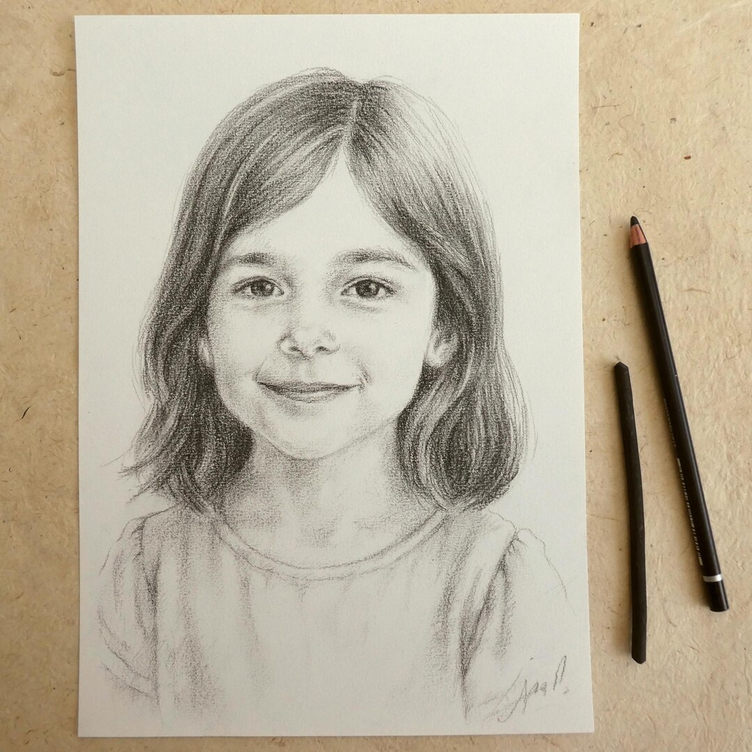 Personalized Pencil Portrait Traditional Drawing on Paper From a Photo ...