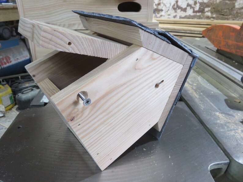 Bird House Nest Box With Welsh Slate Roof Blue Tit Box - Etsy UK
