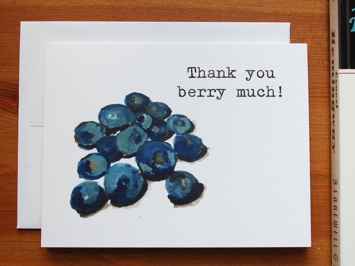 Blueberry Cute Pun Card Fruit Pun Thank You Pun - Etsy