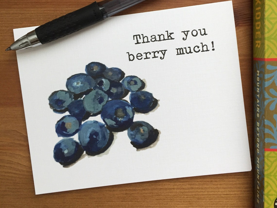 Blueberry Cute Pun Card Fruit Pun Thank You Pun - Etsy