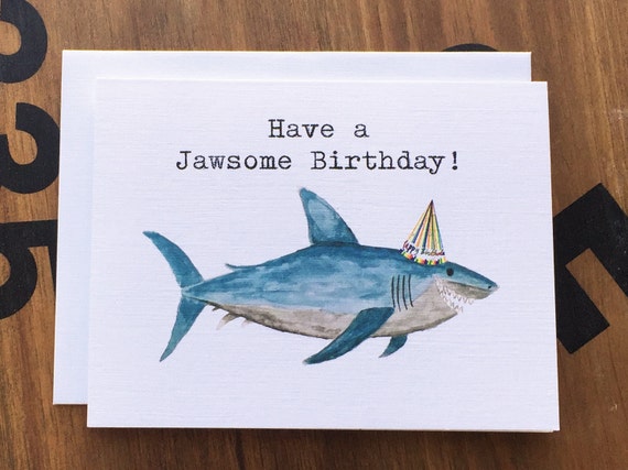 Shark Birthday Card Jawsome Birthday Jaws Card Mans Etsy