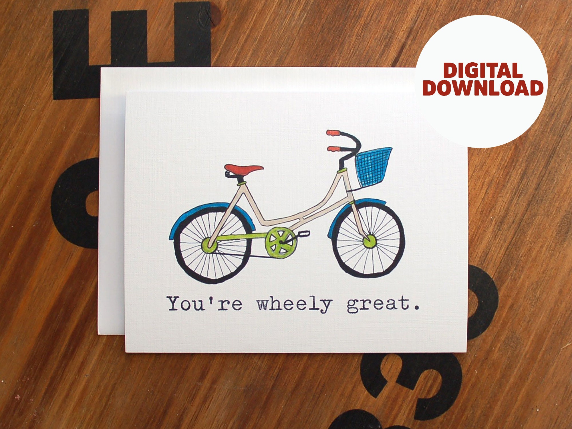 Bicycle Thank You Card, PRINTABLE CARD, Bicycle Pun, Cycling Pun ...