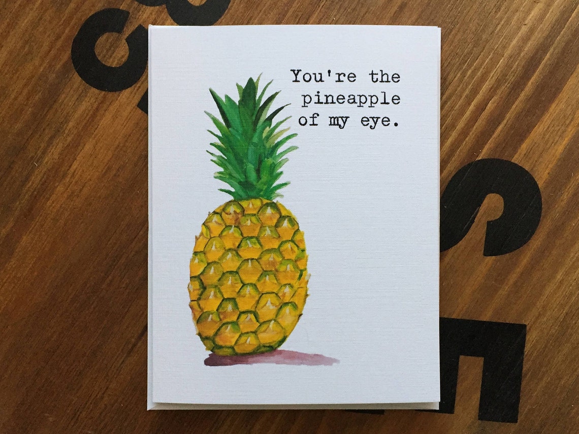 Pineapple Note Card Valentine's Day Pun Fruit Lover - Etsy Canada