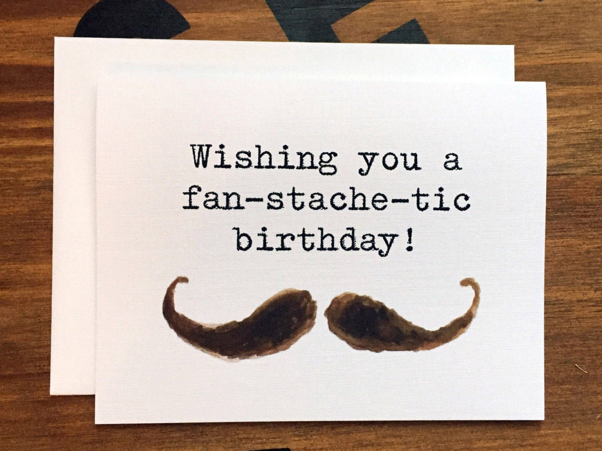 Mustache Birthday Card Man's Birthday Mustache Greeting - Etsy