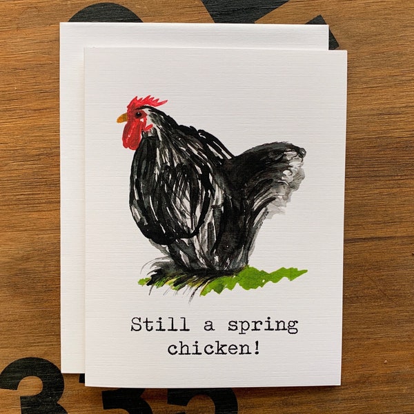 Spring Chicken Birthday Card - Etsy