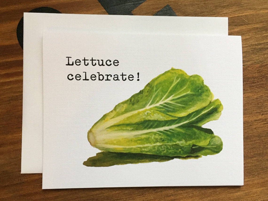 Lettuce Pun Card Chef Card Congrats Grad Watercolor - Etsy