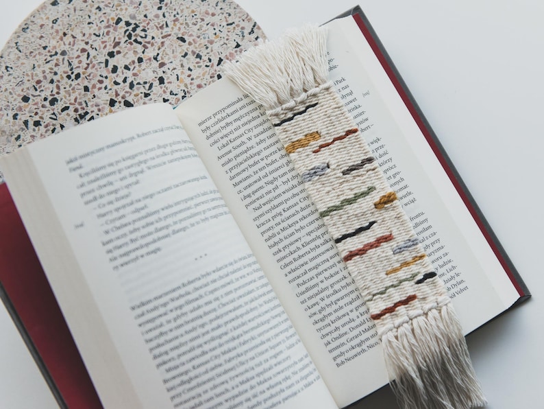 Minimal Woven Bookmark Terazzo I / Handwoven Bookmark/ Textile Weaving ...