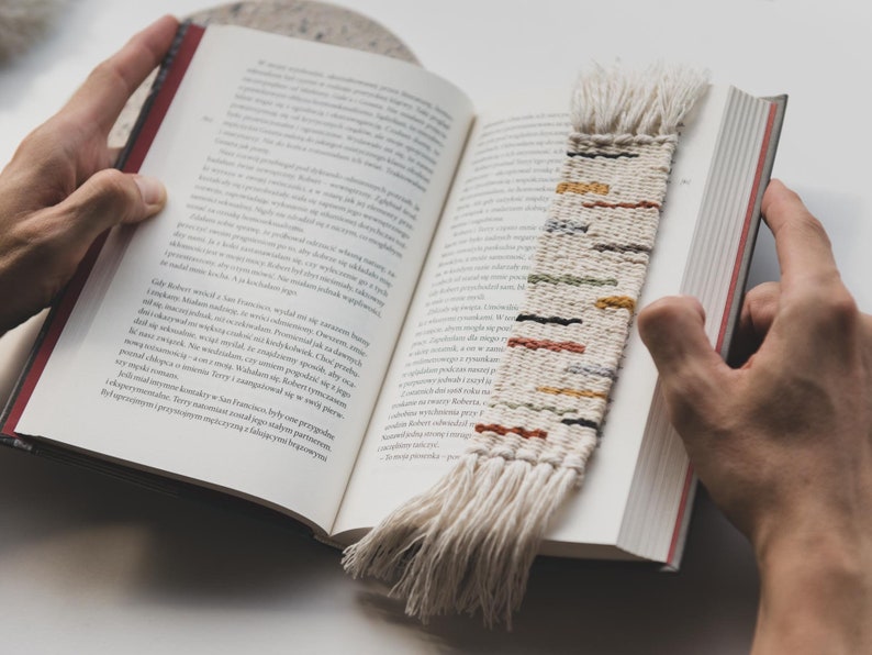 Minimal Woven Bookmark Terazzo I / Handwoven Bookmark/ Textile Weaving ...