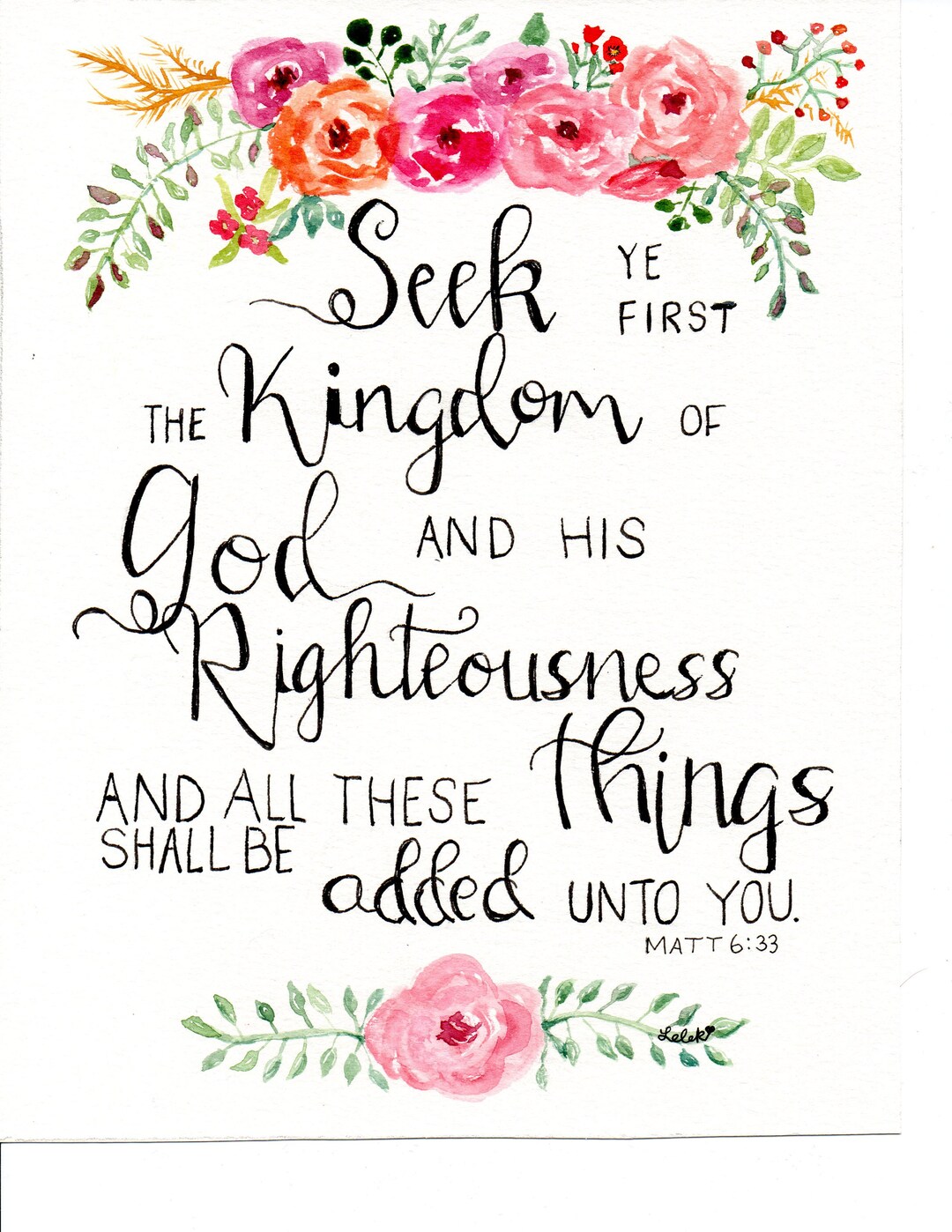 Seek Ye First the Kingdom of God; Matt 6:33 - Etsy