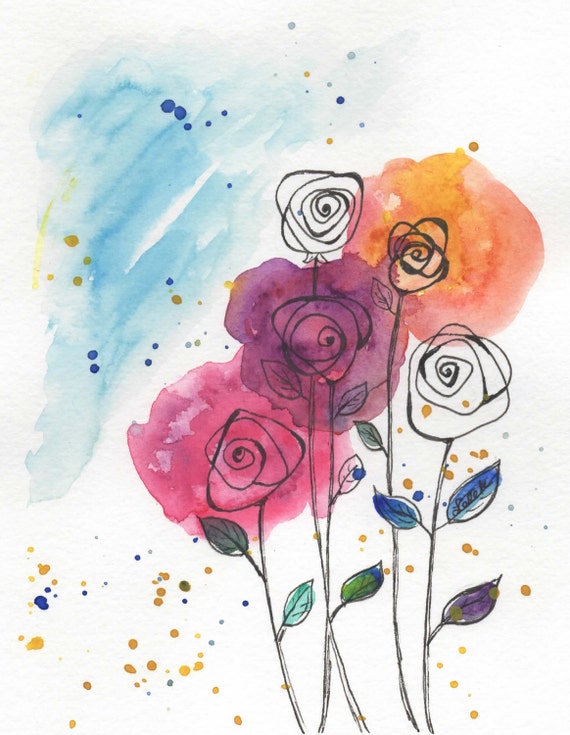 Painting Art & Collectibles Acrylic Whimsical Rose etna.com.pe