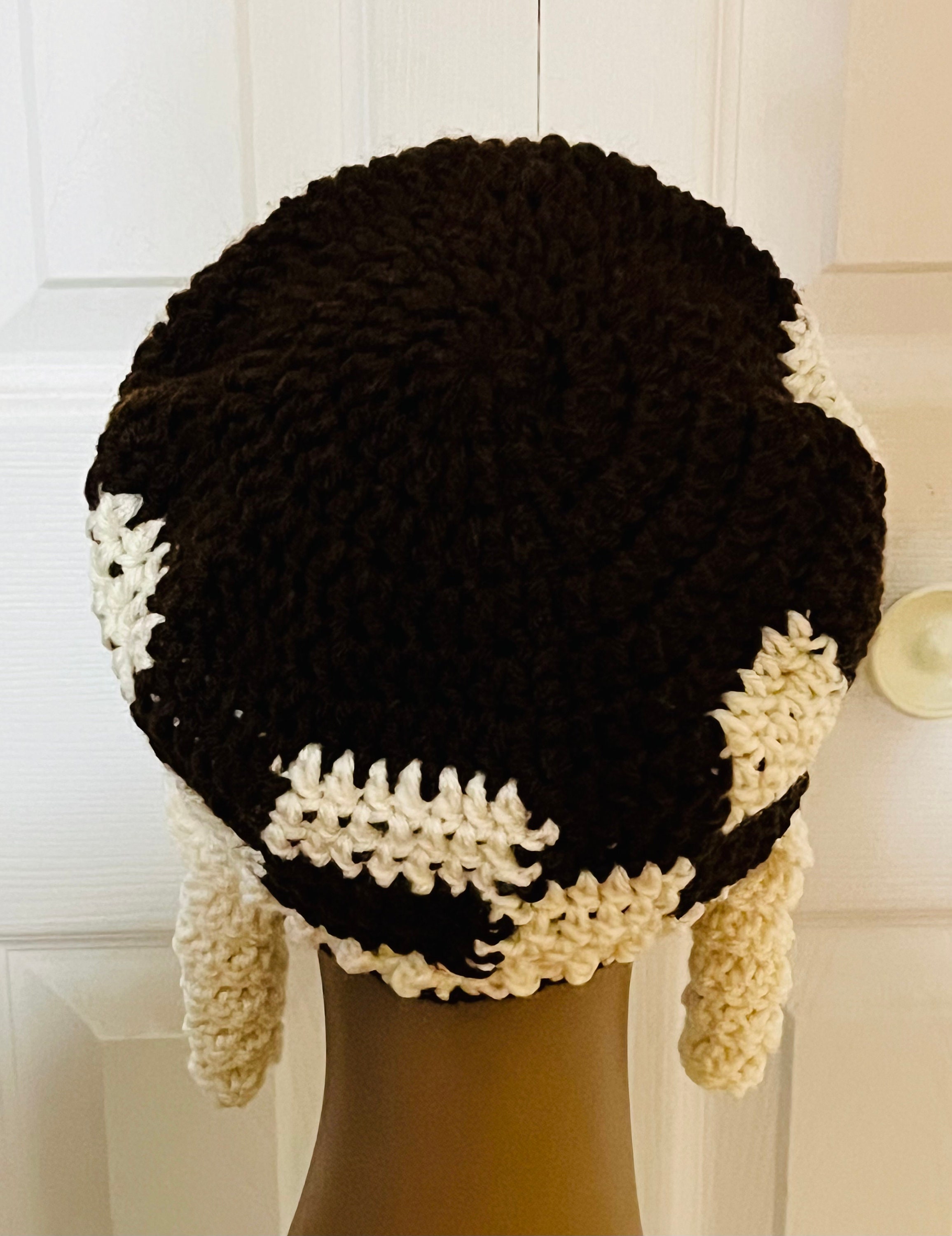 Crochet Checker Hat With A Brim With Matching Earrings Handmade by ...