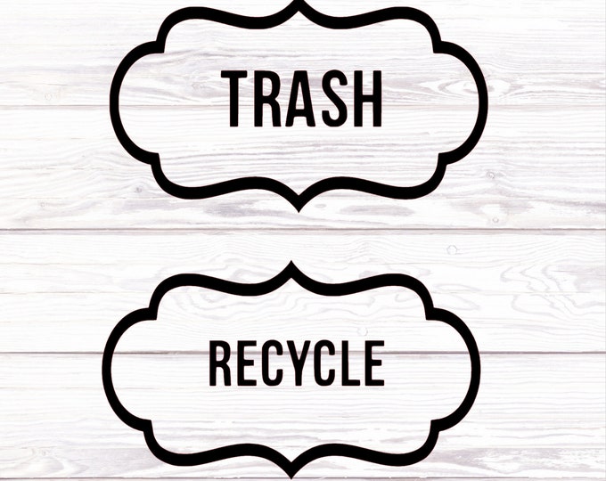 Recycle and Trash Logo Sticker Set of 6 Decals for Trash Can Recycling ...