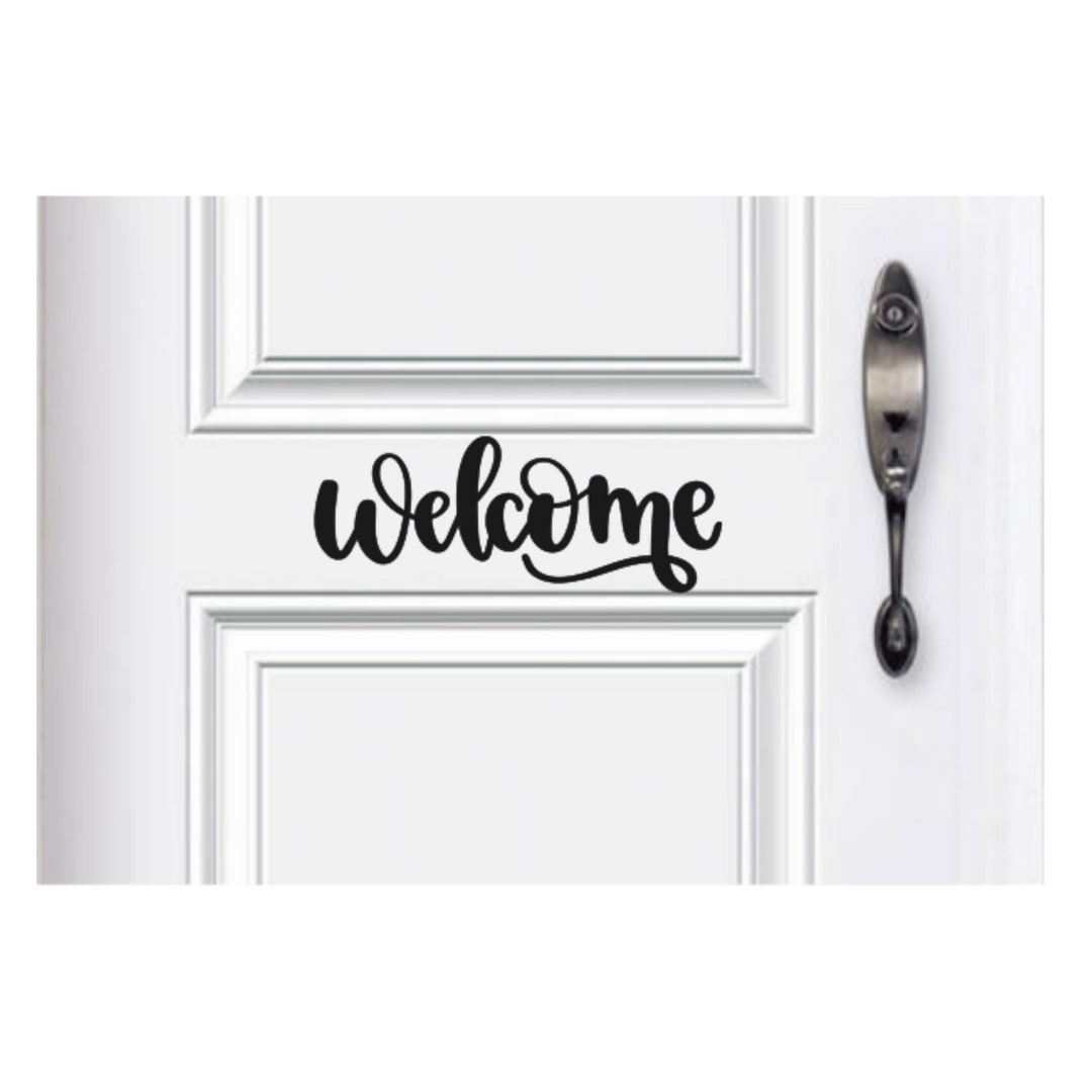 Welcome Decal/ Front Door Decal/ Welcome Sign/ Vinyl Decal/ Welcome Door Decal/ Home Decor/ Wall ...