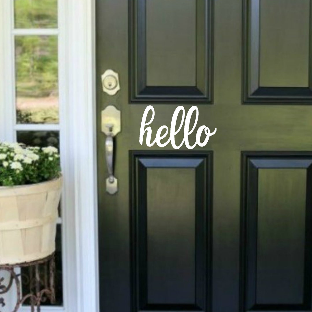 Hello Vinyl Decal Hello Wall Decal Door Decal Hello Sign Mailbox Decal ...
