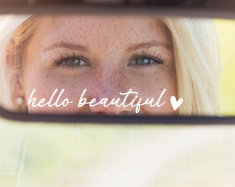Hello Beautiful Mirror Decal Sticker Cursive Hello Beautiful Sticker ...