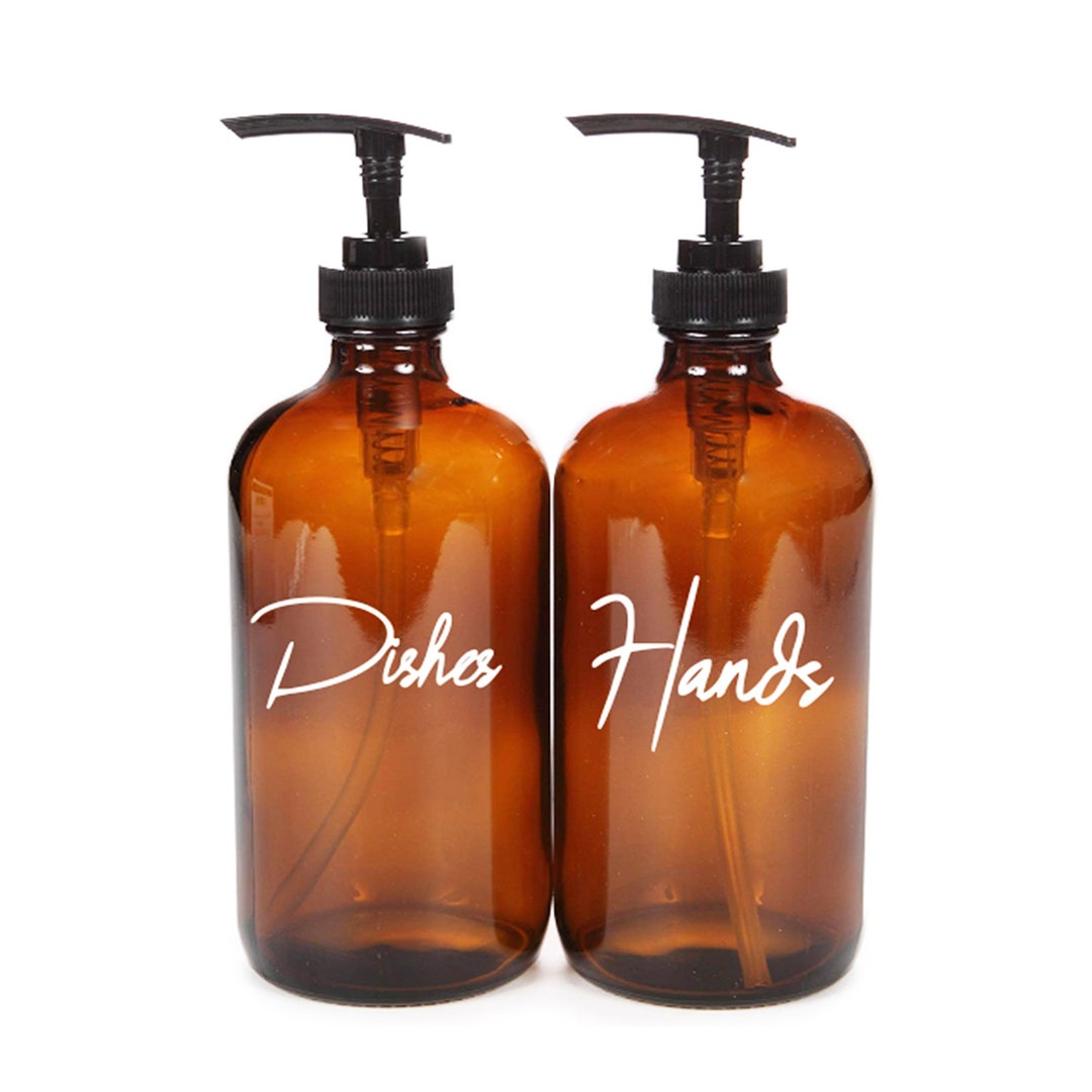 Hands and Dishes Soap Dispenser Labels, Kitchen Decal, Bathroom Decal ...