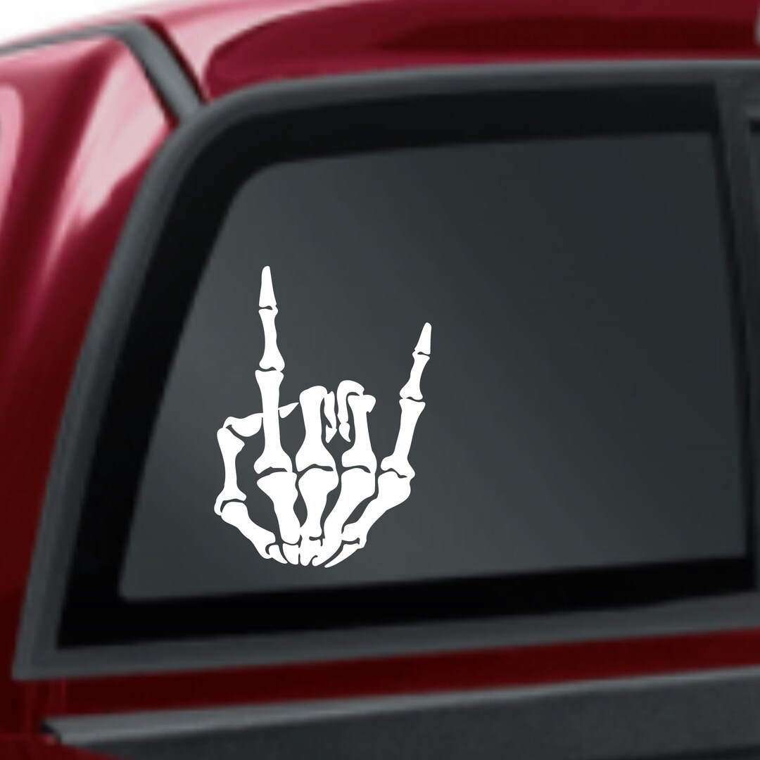 Skeleton Hand Vinyl Decal Sticker Rock on Car Decal Window Decal Rock ...