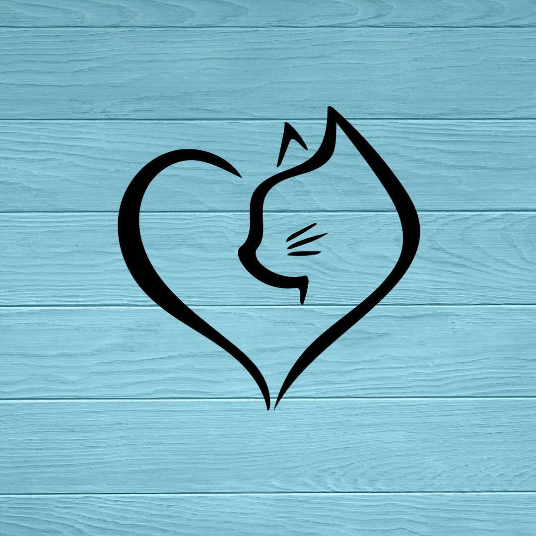 Cat Heart Vinyl Decal/cat Car Decal/cat Mom Decal/cat Sicker/mirror ...