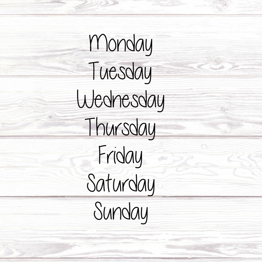 Days of the Week Vinyl Decal Sticker for Planner Calendar Journal ...