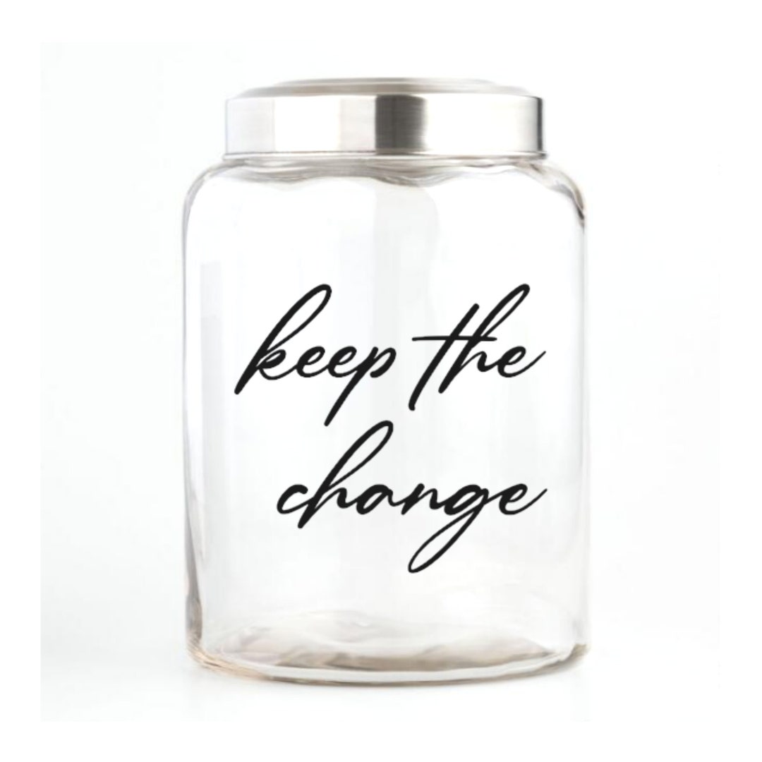Keep the Change Decal, Spare Change Sticker, Tip Jar Decal, Money Jar ...