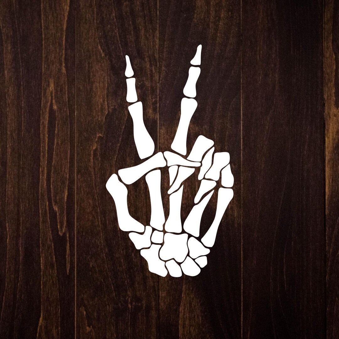 Skeleton Hand Peace Sign Vinyl Decal, Gothic Sticked, Skull Sticker ...