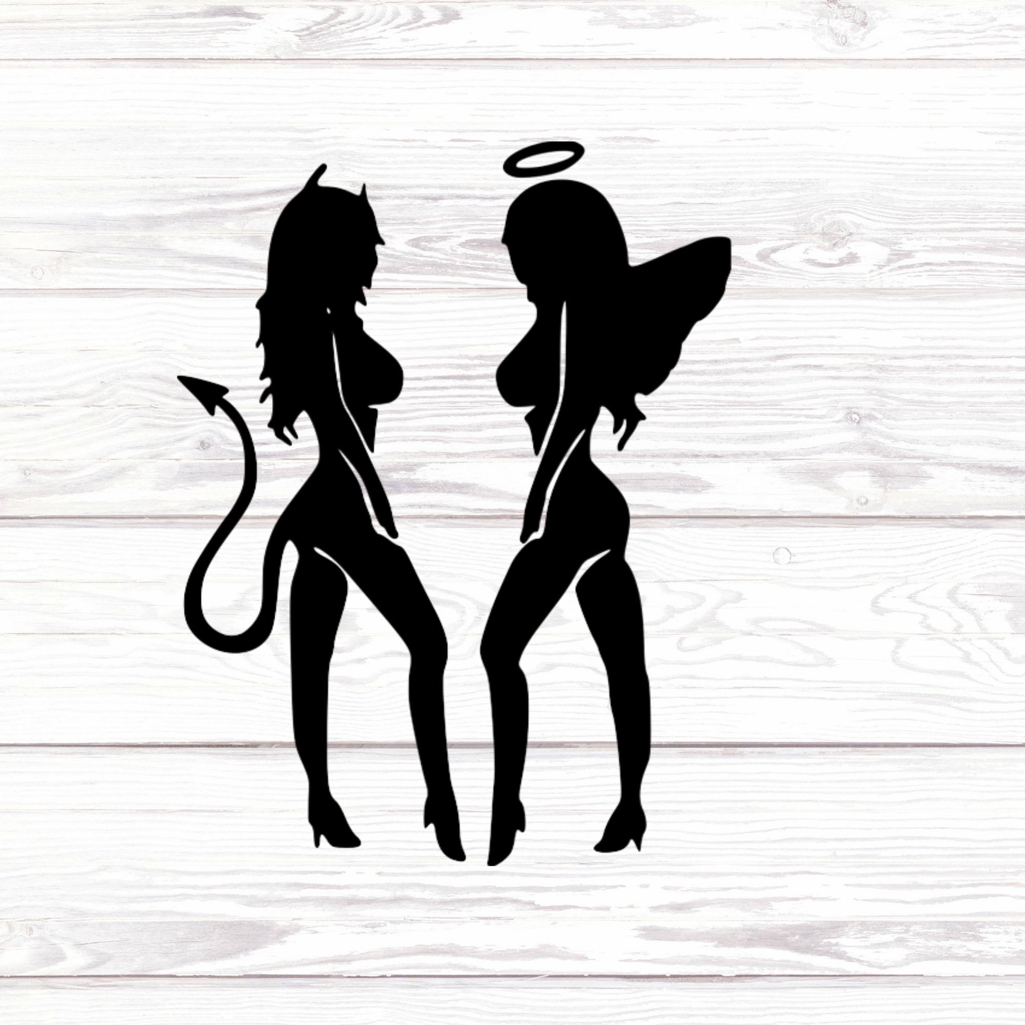 Devil Girl Car Decal Devil Girl Sticker Angel Devil Decal Etsy