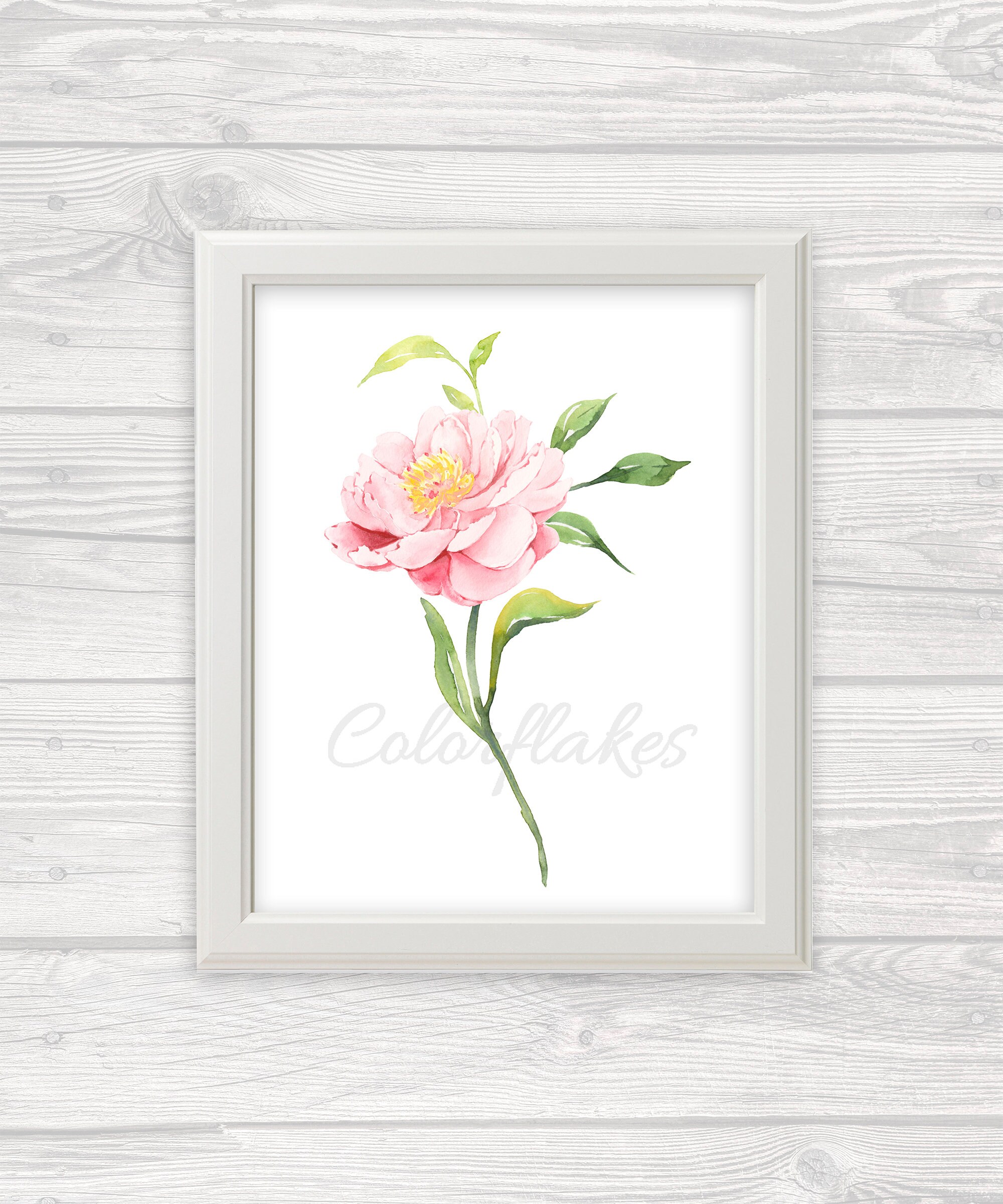Watercolor Pink Flower Set of 3 Printable ,flower Print, Flower Wall ...