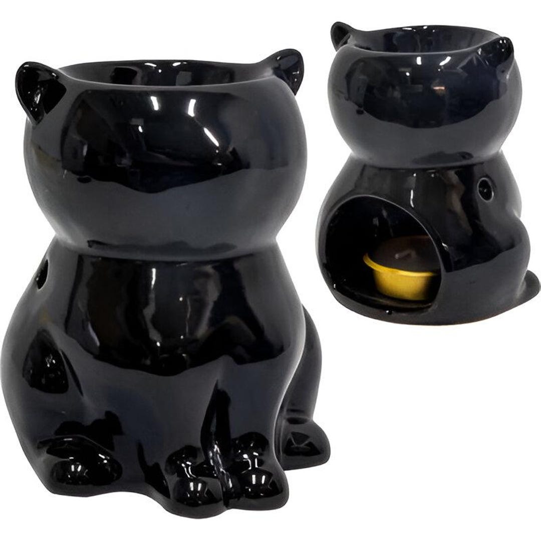 Black Cat Ceramic Oil Burner Diffuser, Pagan Wicca Altar Decor ...