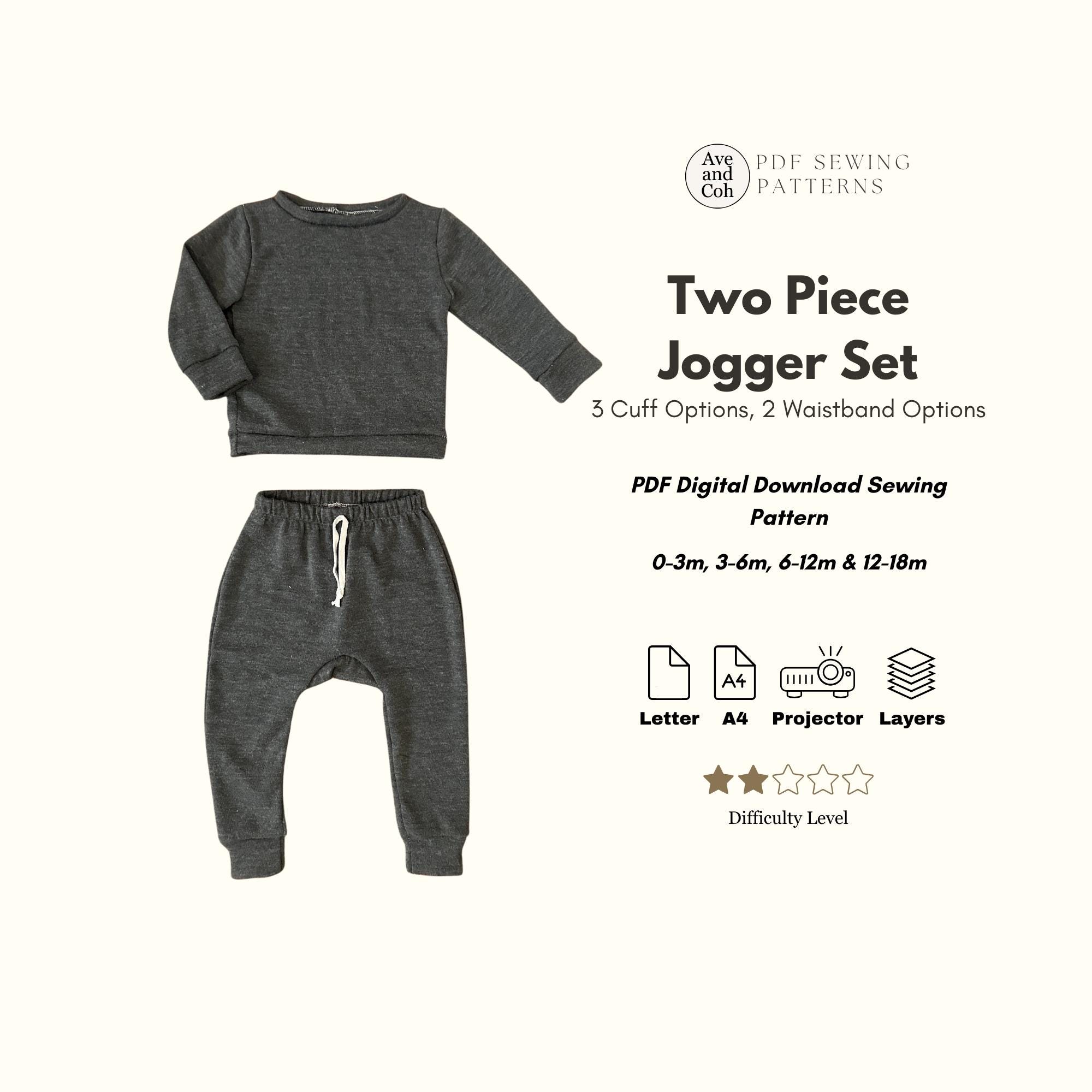 Two Piece Jogger Set PDF Sewing Pattern Regular, Flipover or Ruffle ...