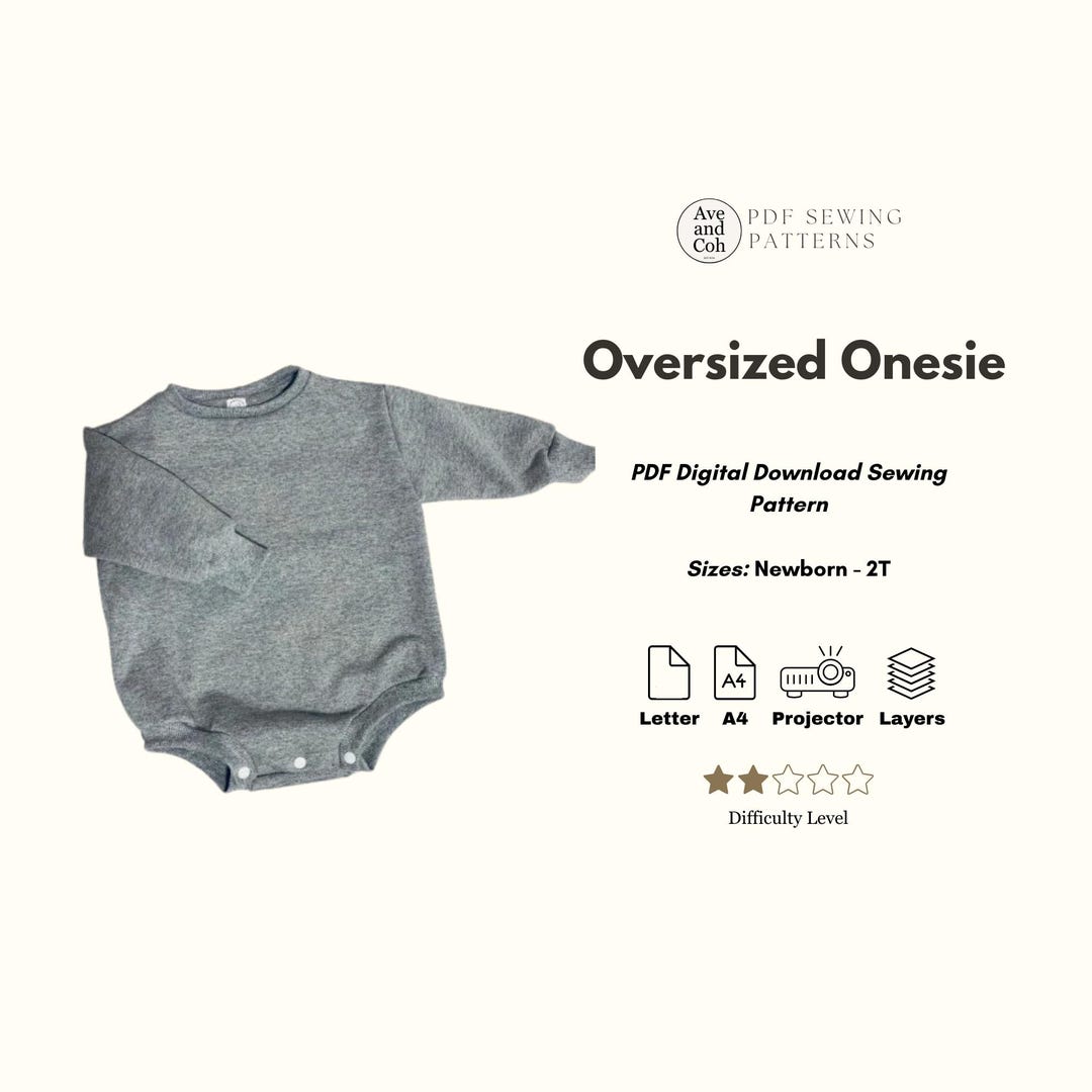 PDF Sewing Pattern Oversized Onesie Baby Toddler Sweater Romper - Etsy