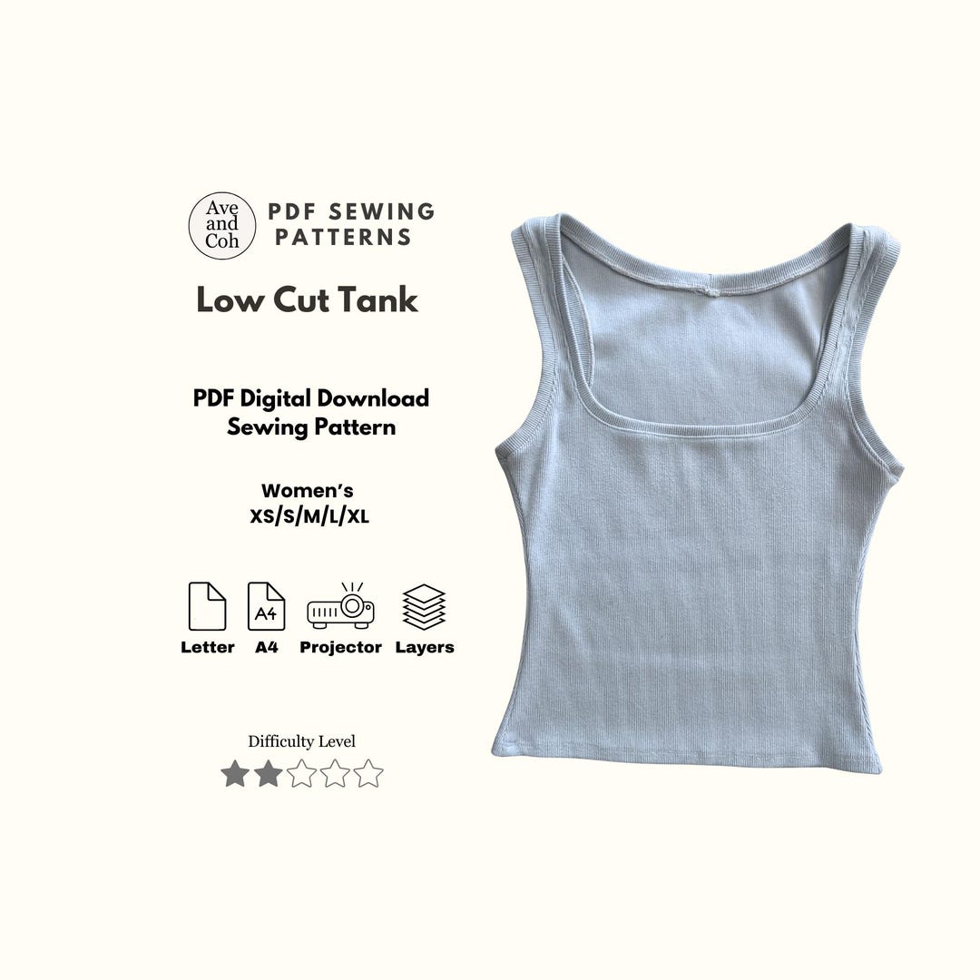Easy Tank Top Pattern Women PDF Sewing Pattern Mid Length - Etsy
