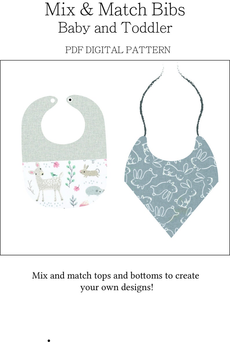 DIGITAL DOWNLOAD- PDF Pattern - Baby and Toddler Bib Pattern - Mix and ...