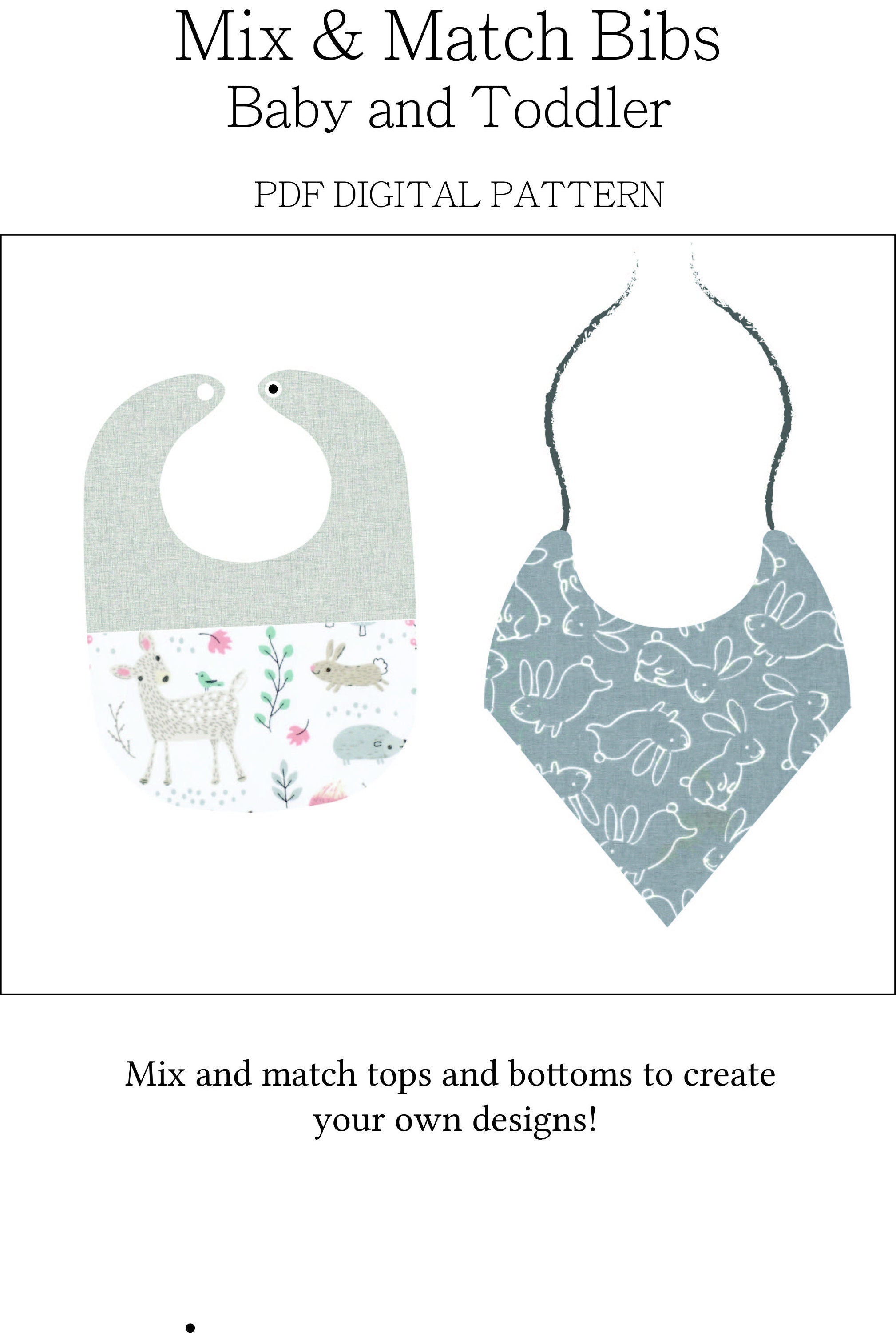 DIGITAL DOWNLOAD- PDF Pattern - Baby and Toddler Bib Pattern - Mix and ...