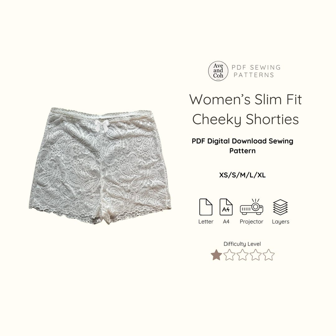 Women's Slim Fit Lace Lounge Shorts PDF Sewing Pattern Lace Lingerie ...