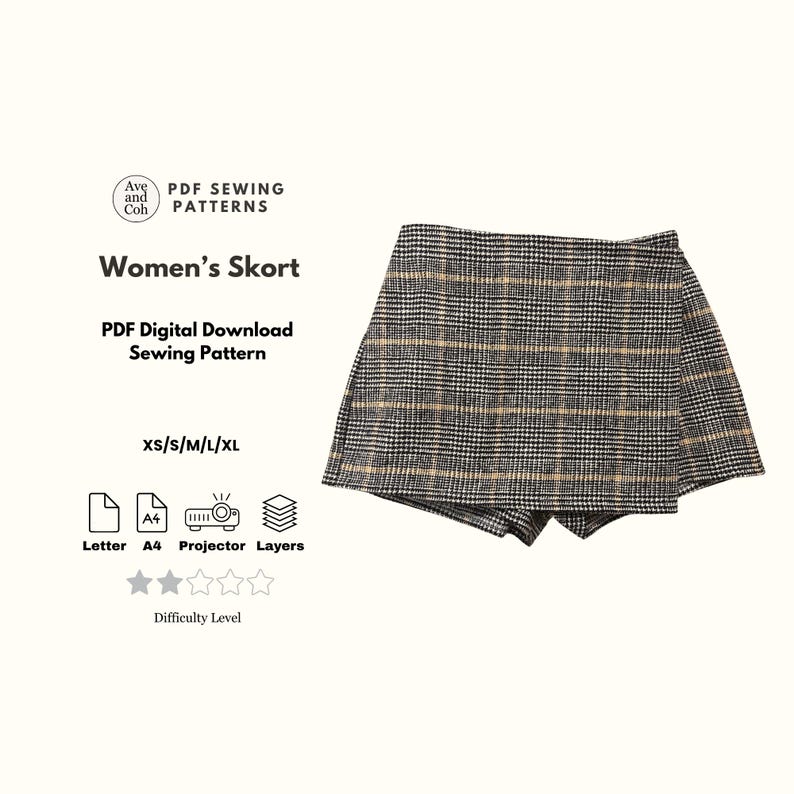 Womens Plaid Skort Sewing Pattern PDF Digital Download Holiday Skort ...