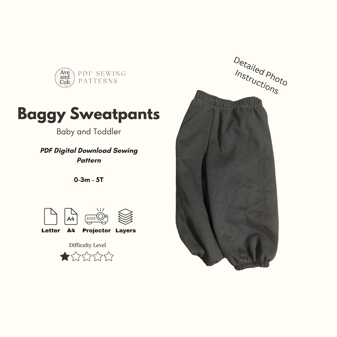 Baggy Sweatpants PDF Sewing Pattern - Oversized Fit - 0-3m to 5T - Etsy