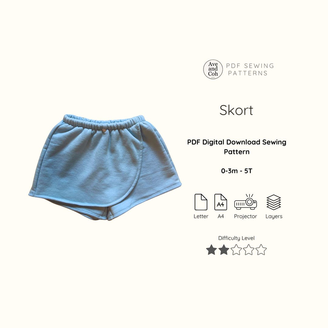Skort PDF Sewing Pattern for Baby and Toddler Shorts and Skirt Overlay ...