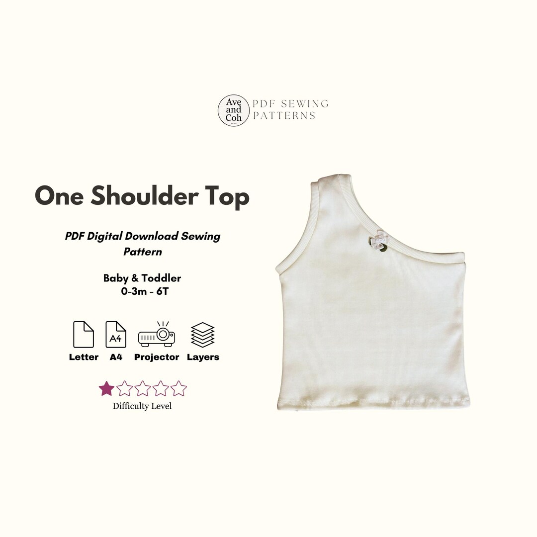 One Shoulder Top PDF Sewing Pattern for Baby and Toddler, Easy Sewing ...